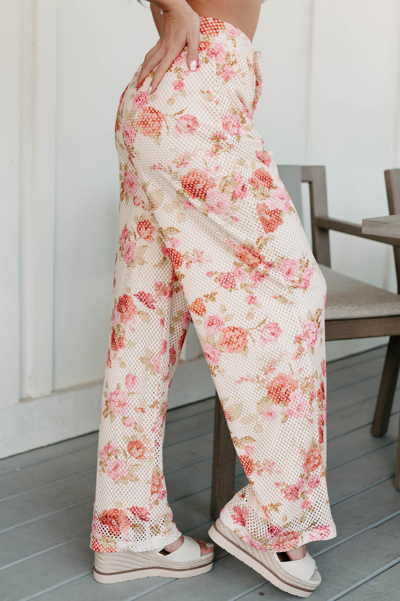 The Tropical Type Floral Printed Fishnet Pants (Multi) · NanaMacs