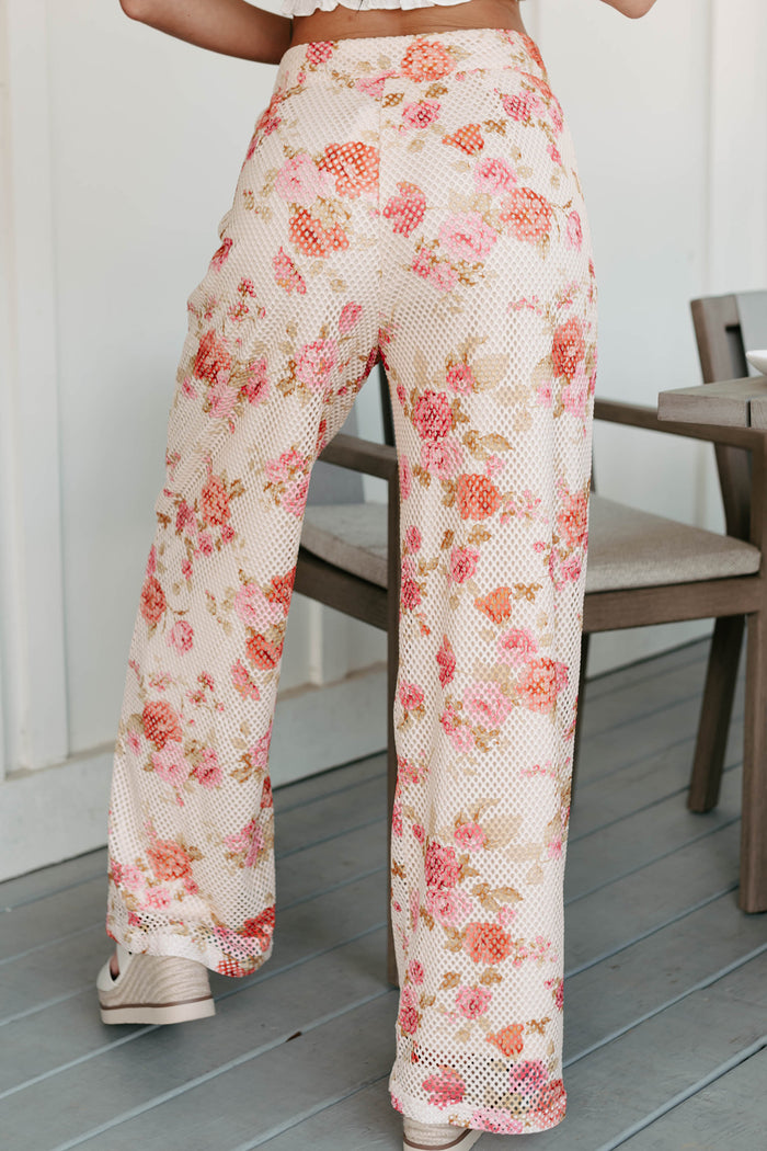 The Tropical Type Floral Printed Fishnet Pants (Multi) · NanaMacs