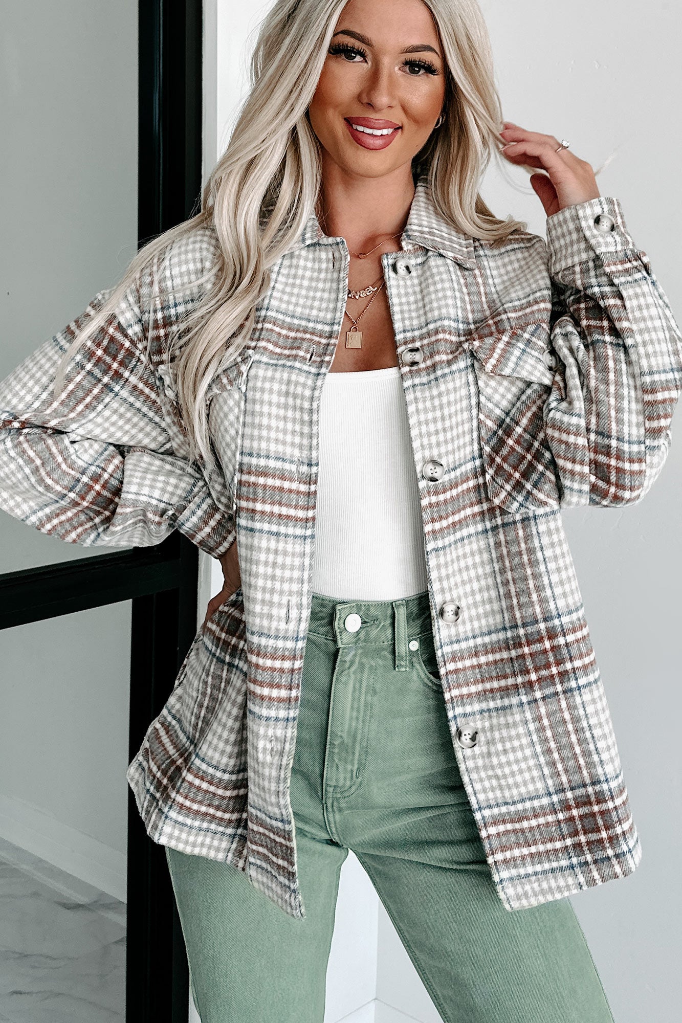 Counting On It Plaid Shacket (Brown) · NanaMacs