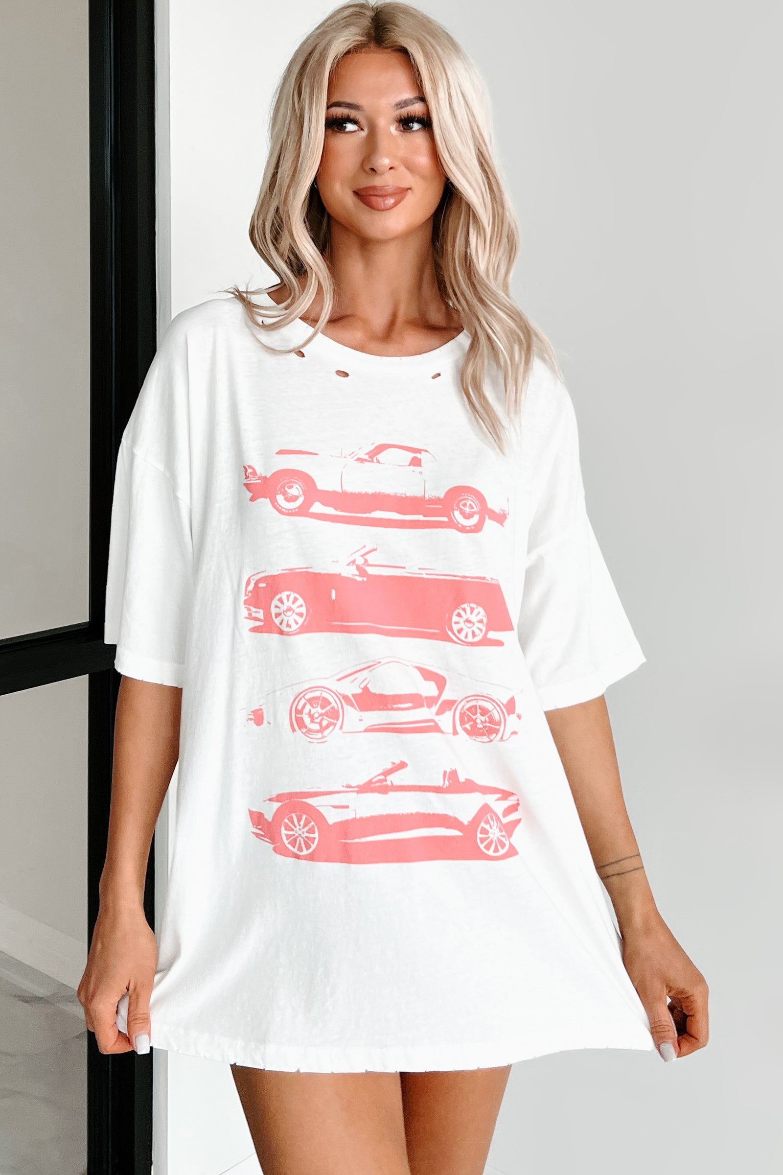 My Car Crush Oversized Distressed Graphic Tee (Ivory) · NanaMacs