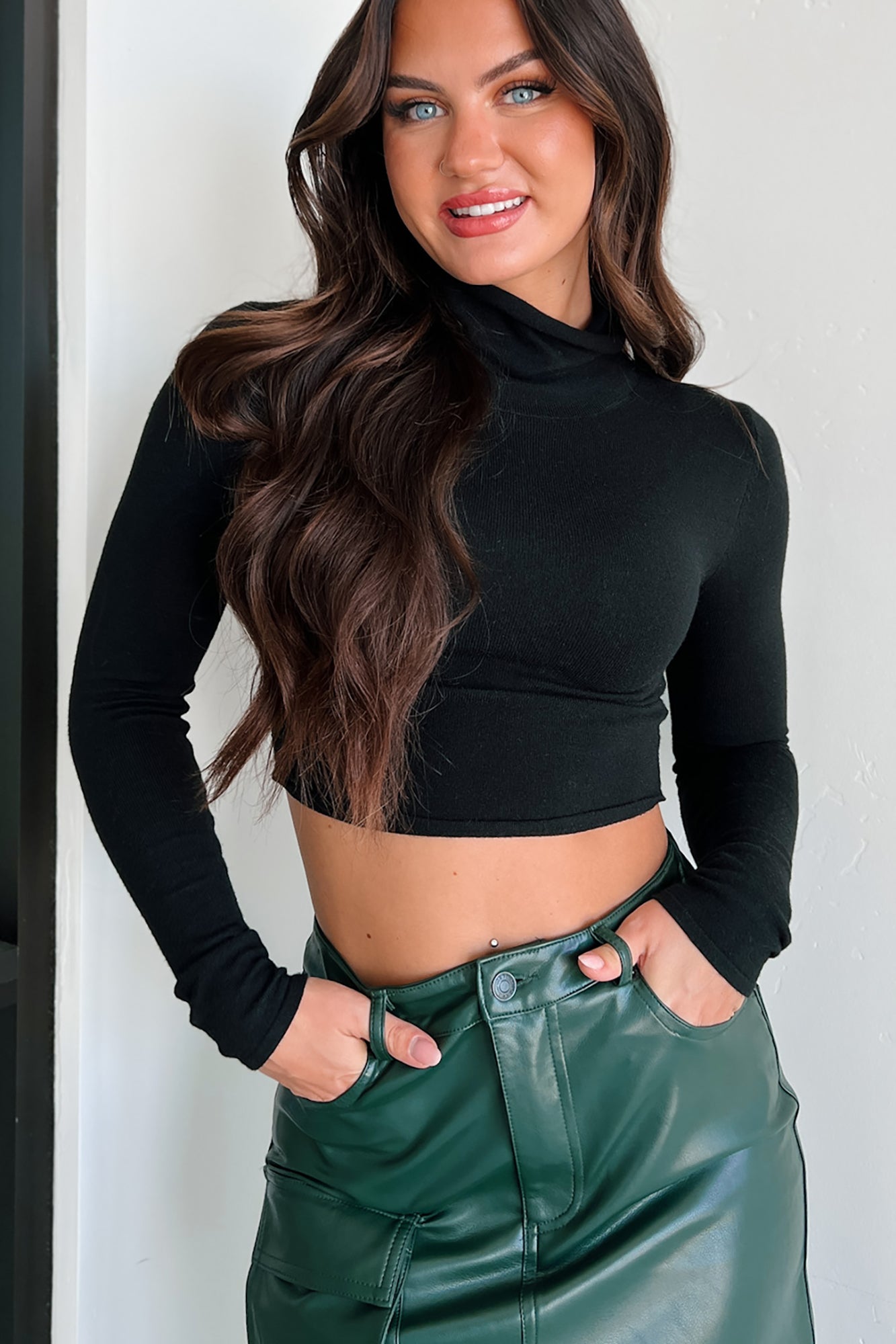 Chic Example Long Sleeve Cowl Neck Top (Black) · NanaMacs