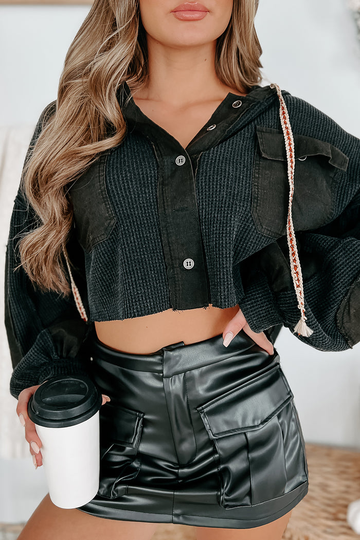 Notice The Difference Thermal Crop Shacket (Black) · NanaMacs