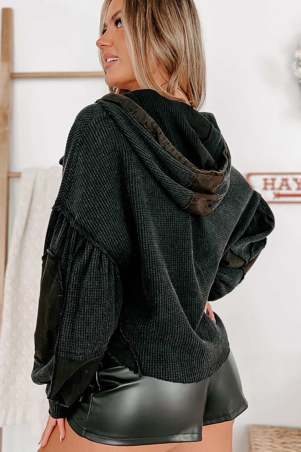 Notice The Difference Thermal Crop Shacket (Black) · NanaMacs