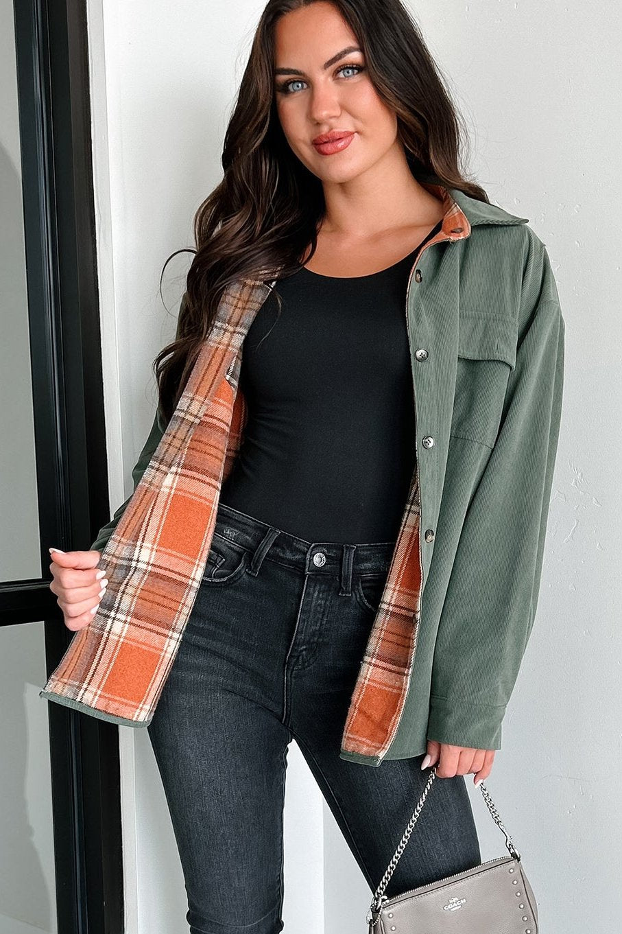 Bonfire Season Reversible Shacket (Rust/Olive) · NanaMacs