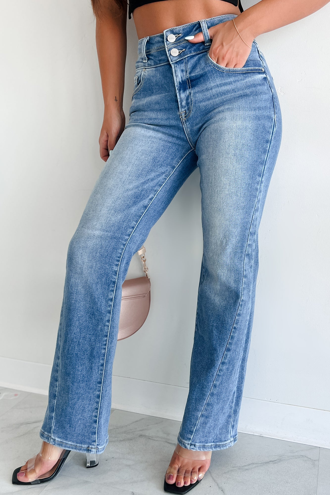 Nathaniel High Rise Straight Leg Risen Jeans (Medium) · NanaMacs