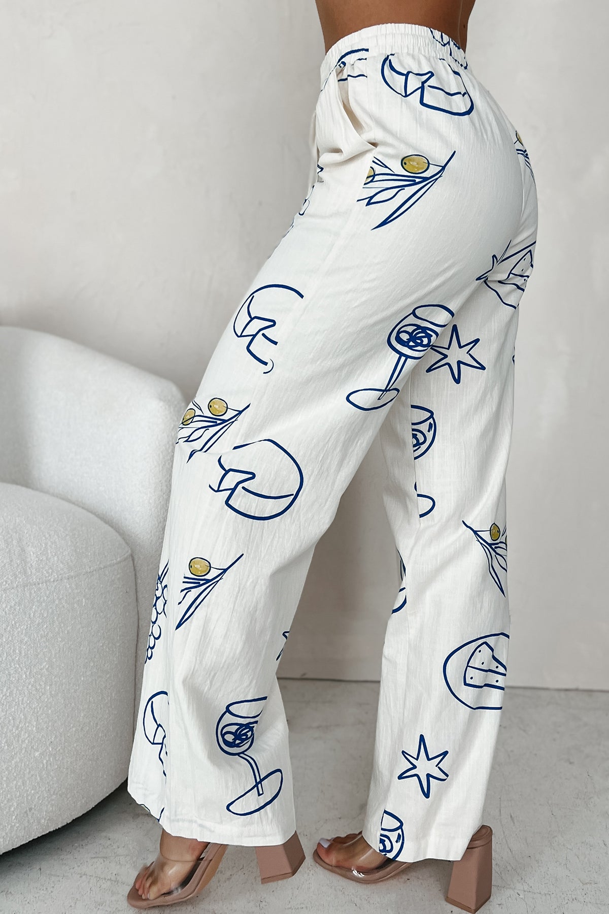 It's Drink O'Clock Printed Wide Leg Pants (Cream) · NanaMacs