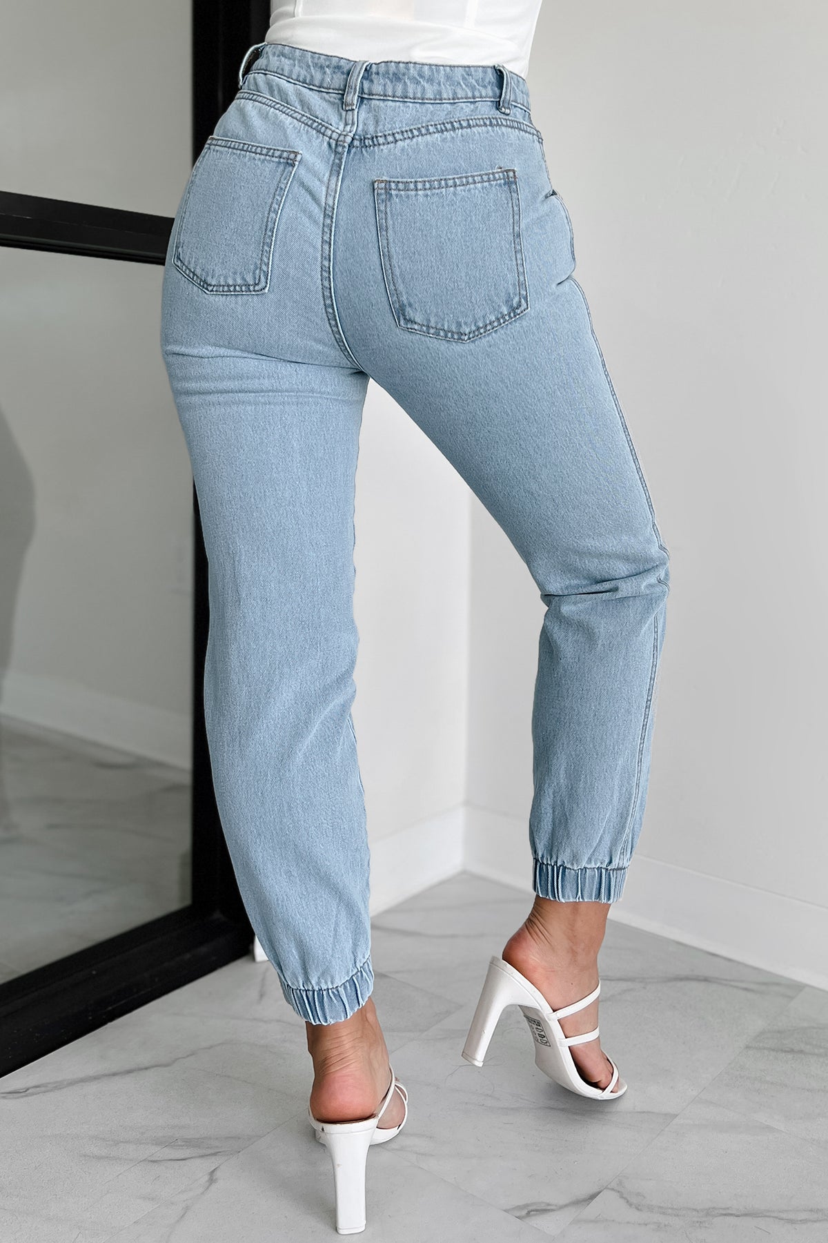 Edison Elastic Cuff Jogger Jeans (Light Denim) · NanaMacs