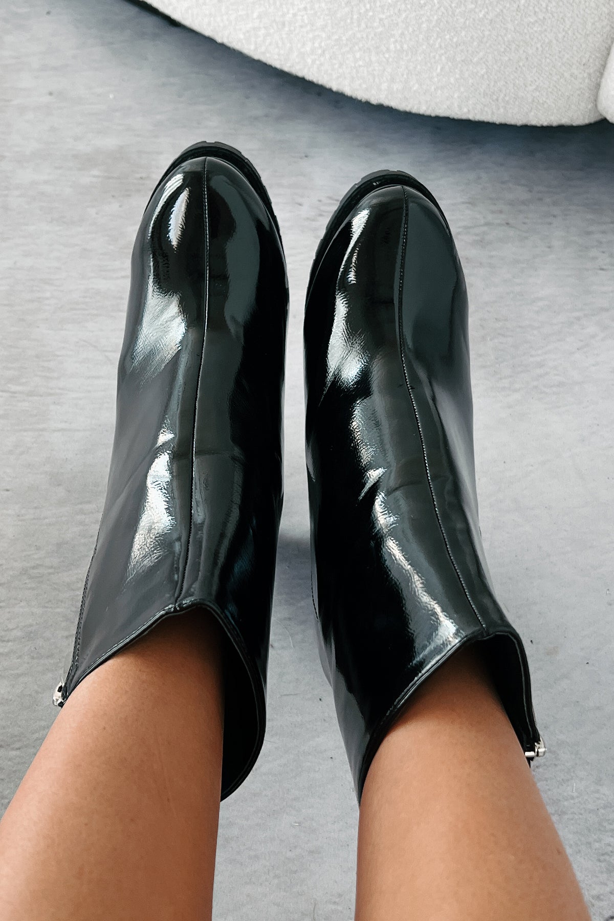 Tall Task Patent Leather Platform Booties (Black) · NanaMacs