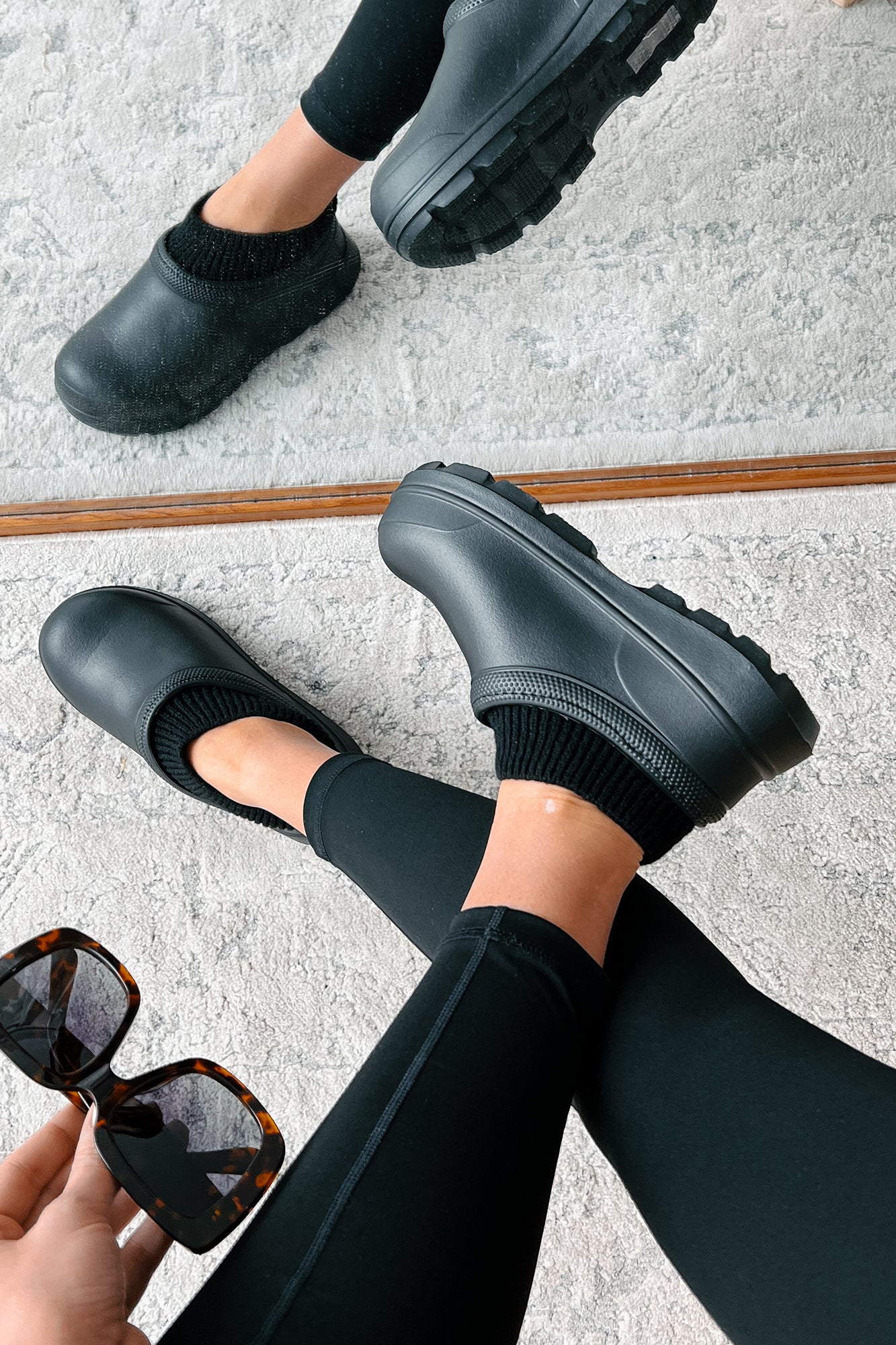 My Version Of Paradise Ankle Knit Rubber Clogs (Black) · NanaMacs