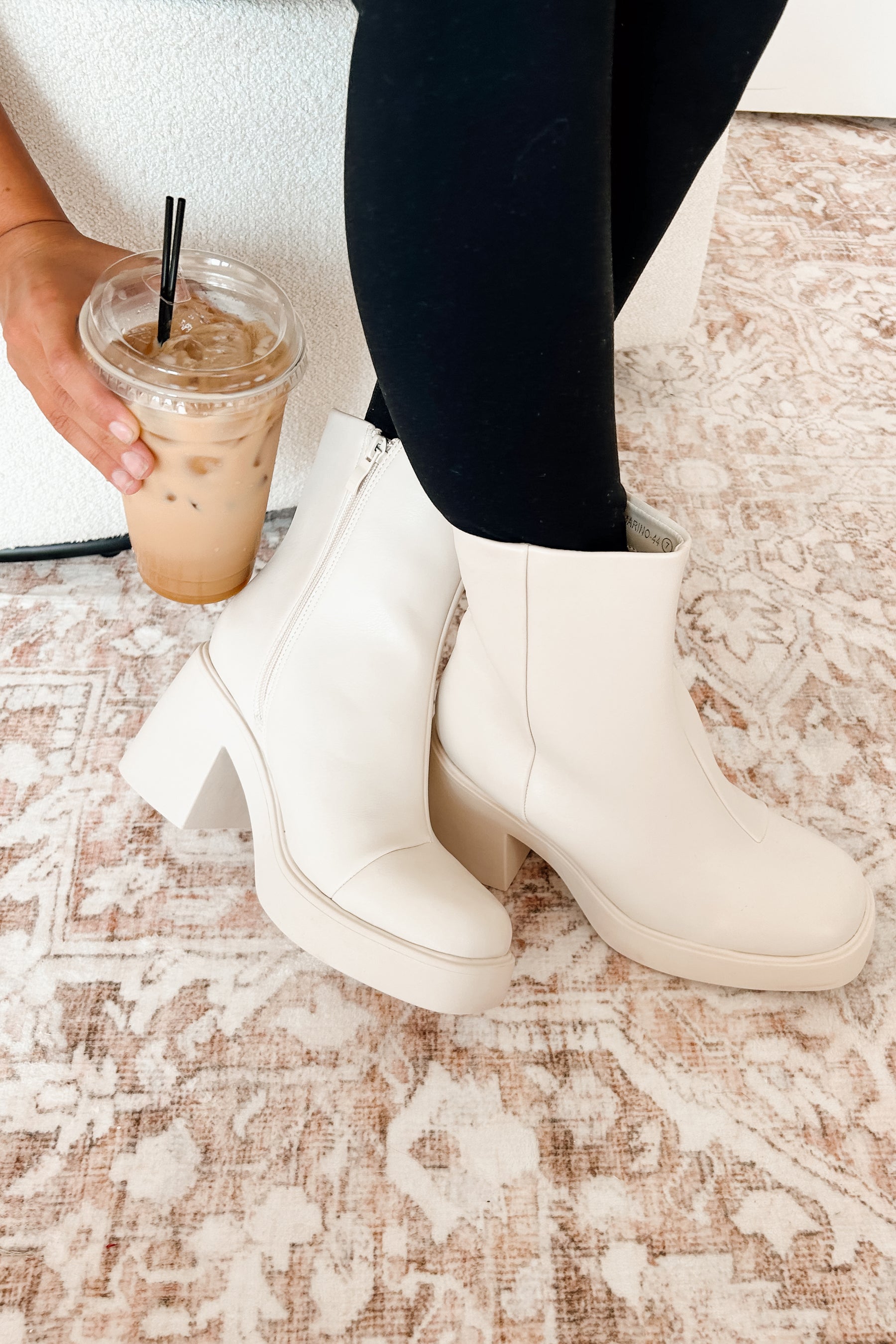 Embracing The Chaos Faux Leather Platform Booties (Ivory) · NanaMacs