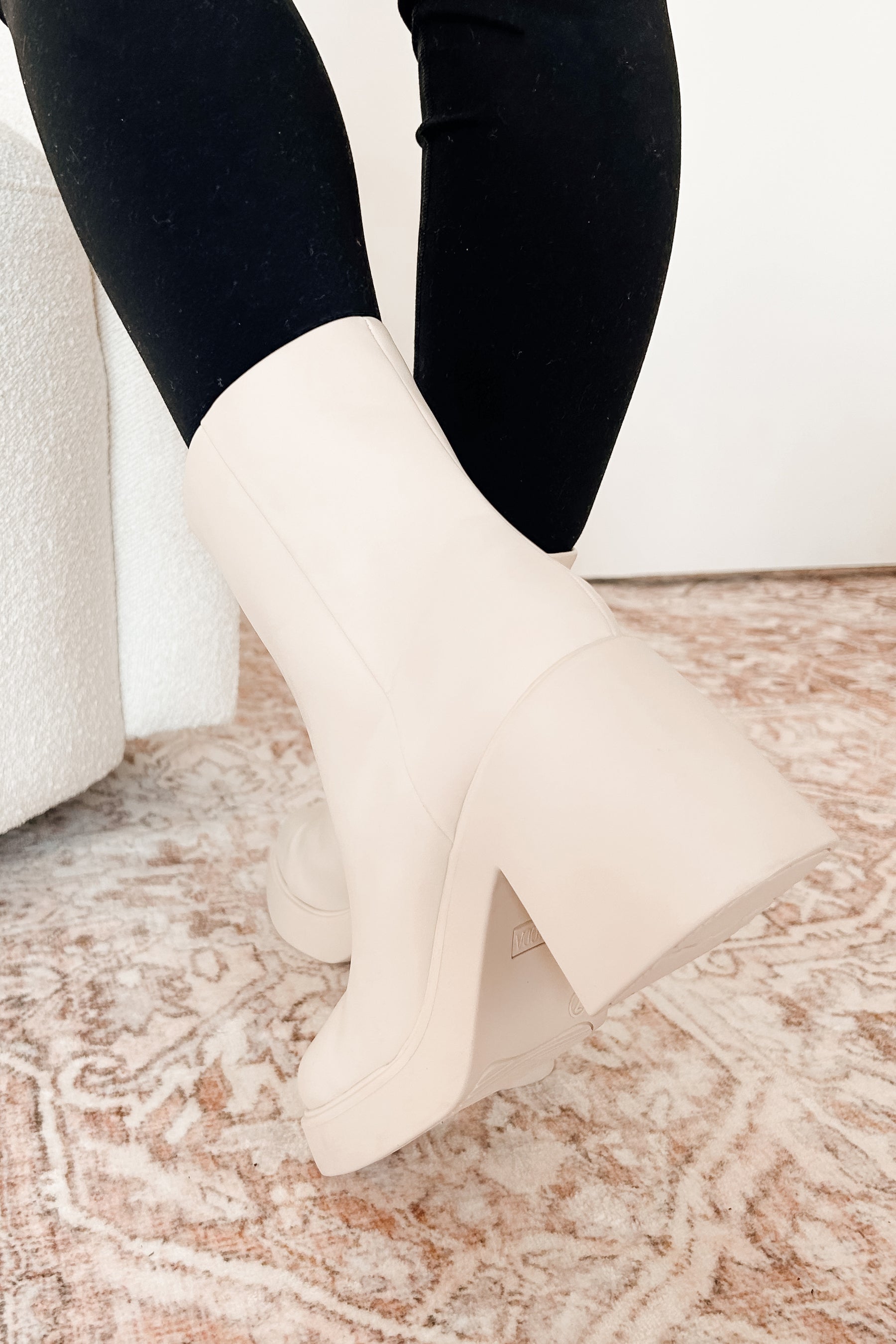 Embracing The Chaos Faux Leather Platform Booties (Ivory) · NanaMacs