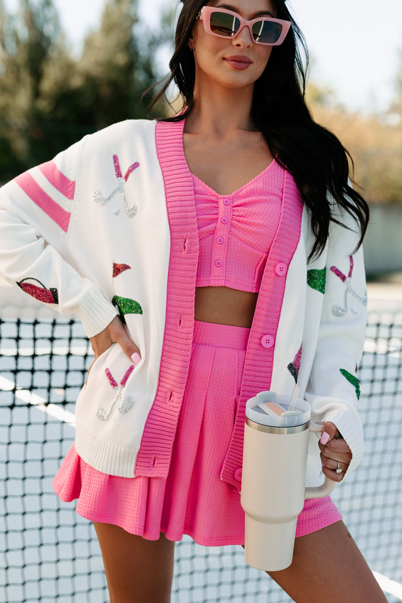 The Perfect Putt Golf Sequins Cardigan (White) · NanaMacs