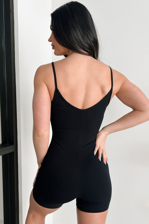 Ready Set Hustle Sleeveless Fitted Romper (Black) · NanaMacs
