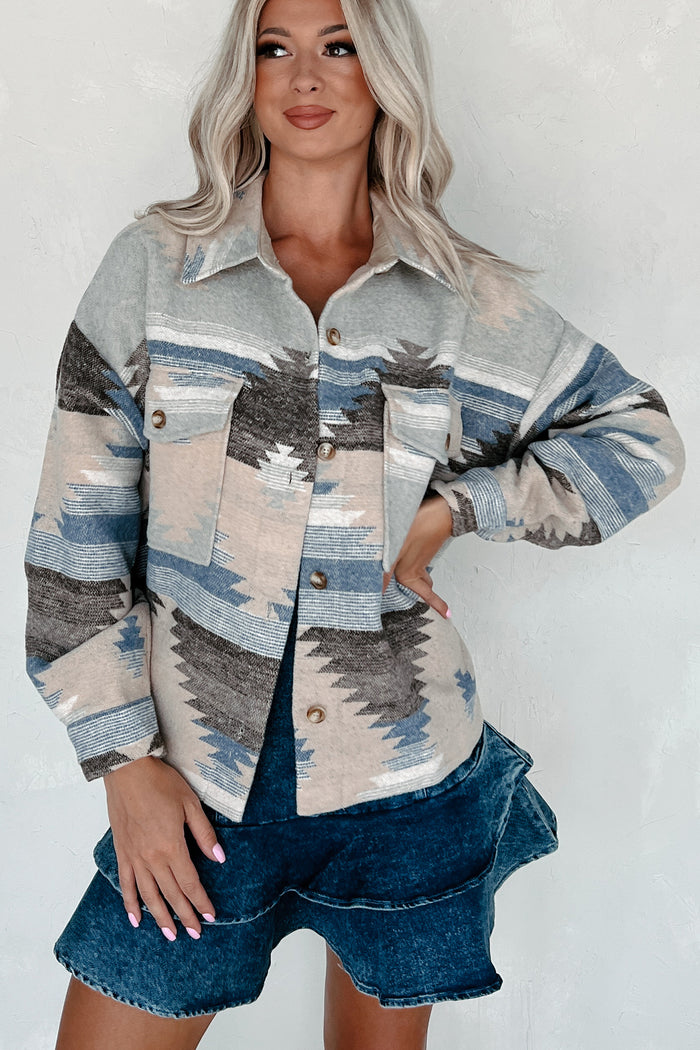 El Paso Evenings Aztec Print Shacket (Denim Multi) · NanaMacs