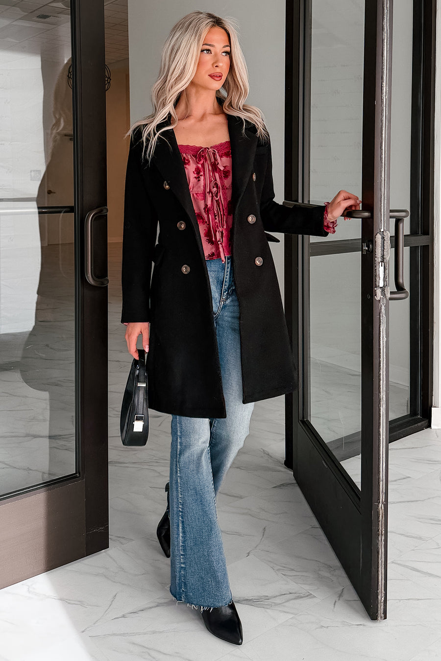 Downtown Drift Button Up Lightweight Coat (Black) · NanaMacs