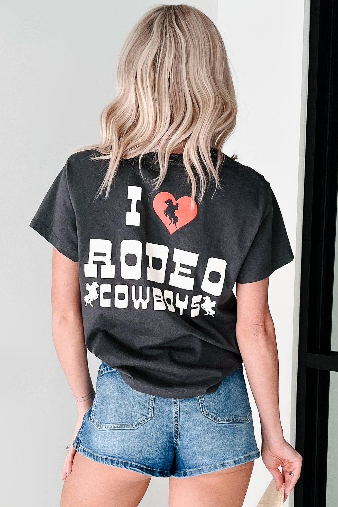 "I Love Rodeo Cowboys" Graphic T-Shirt (Vintage Black) · NanaMacs