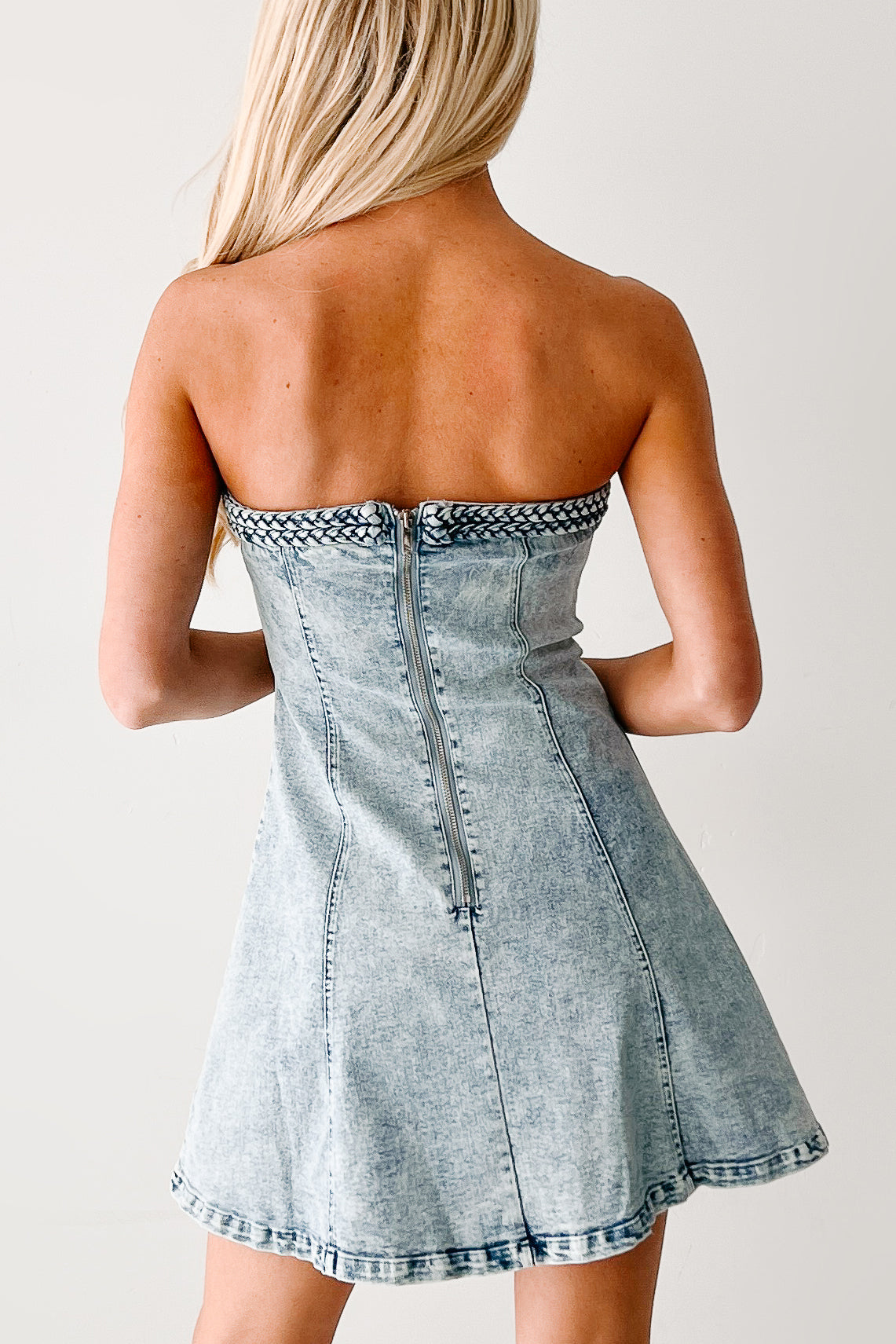Letting It Go Strapless Denim Mini Dress (Light Denim) · NanaMacs