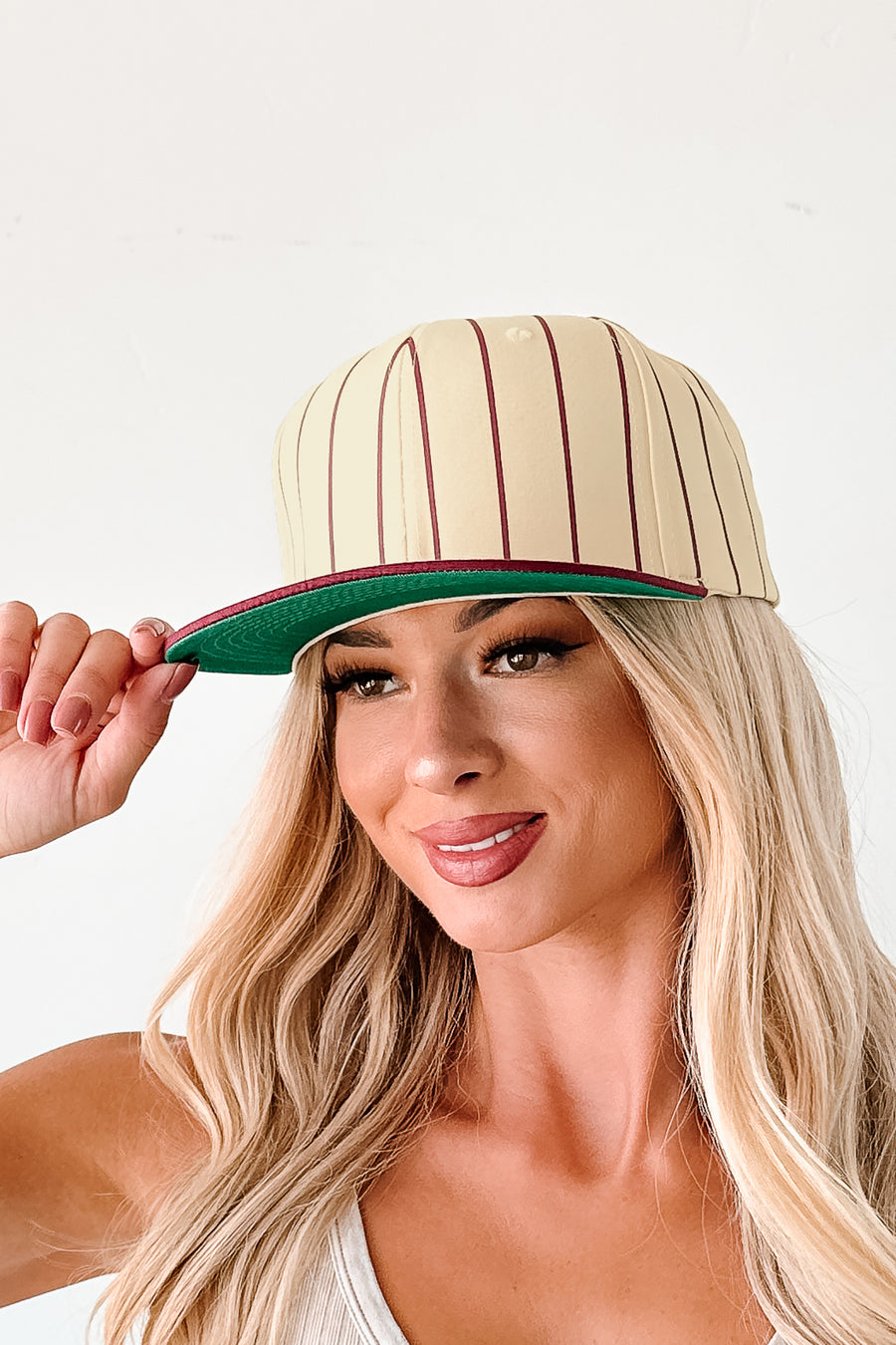 Out Of The Park Striped Baseball Cap (Burgundy) · NanaMacs