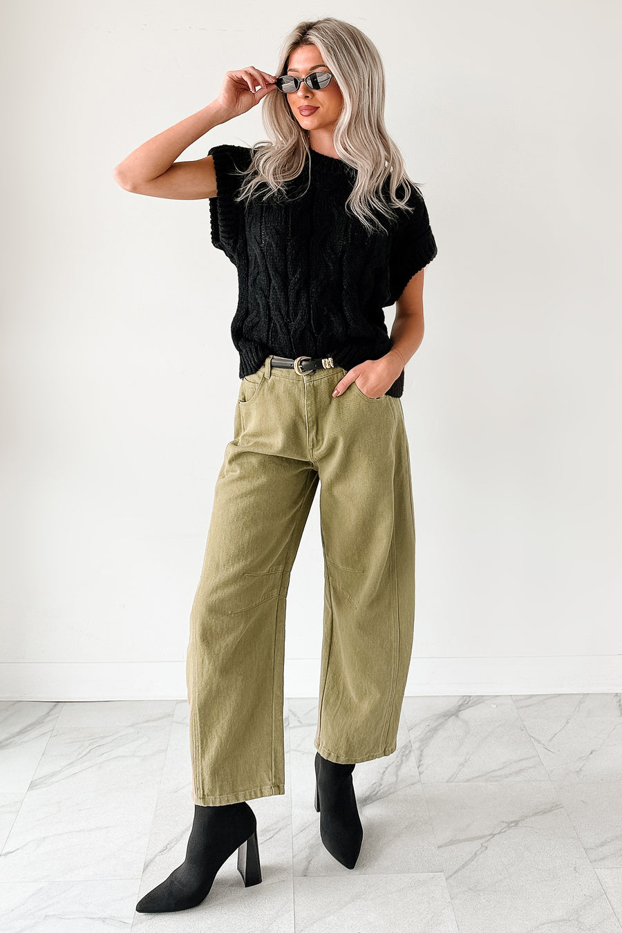 Hansen Hight Rise Barrel Jeans (Olive) · NanaMacs