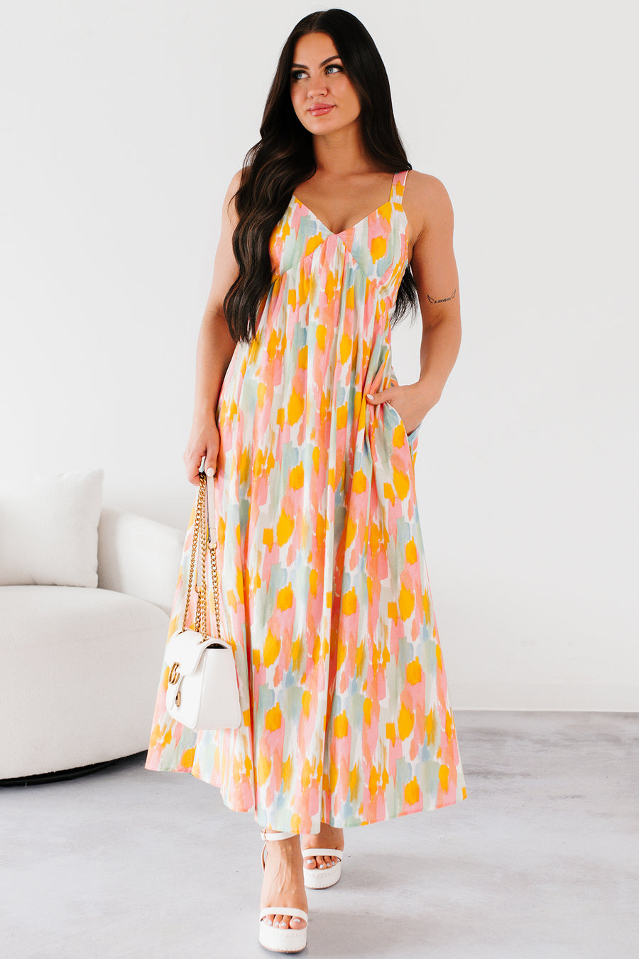 Earn Your Stripes Printed Maxi Dress (Pink/Multi) · NanaMacs