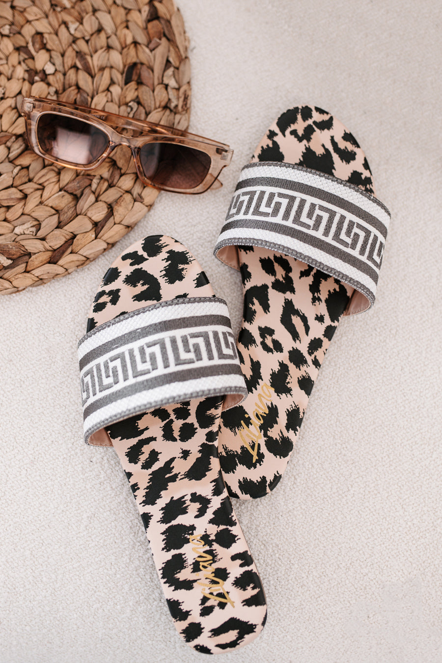 Starlit Allure Woven Print Slide Sandals (Leopard) · NanaMacs