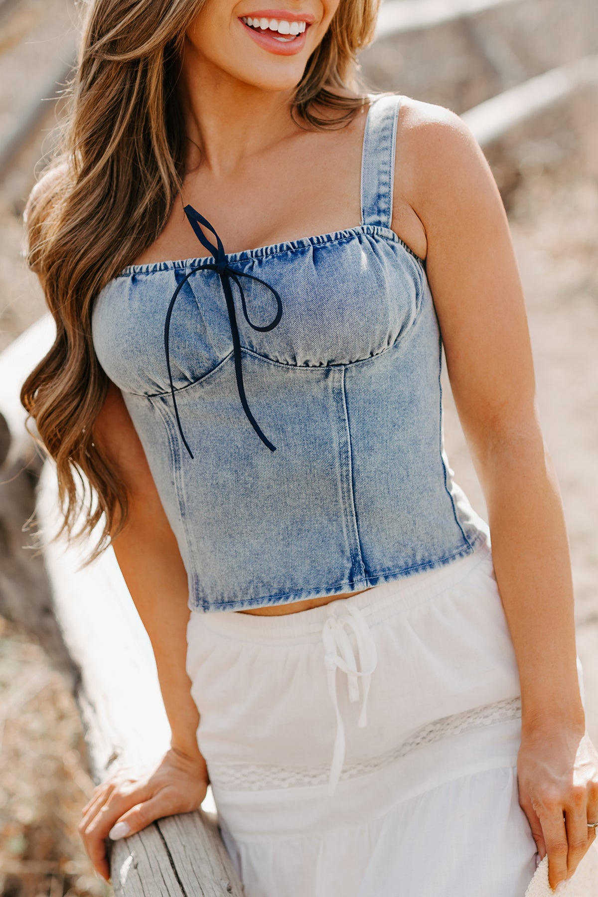 Fast Lane Living Denim Bustier Top (Denim) · NanaMacs