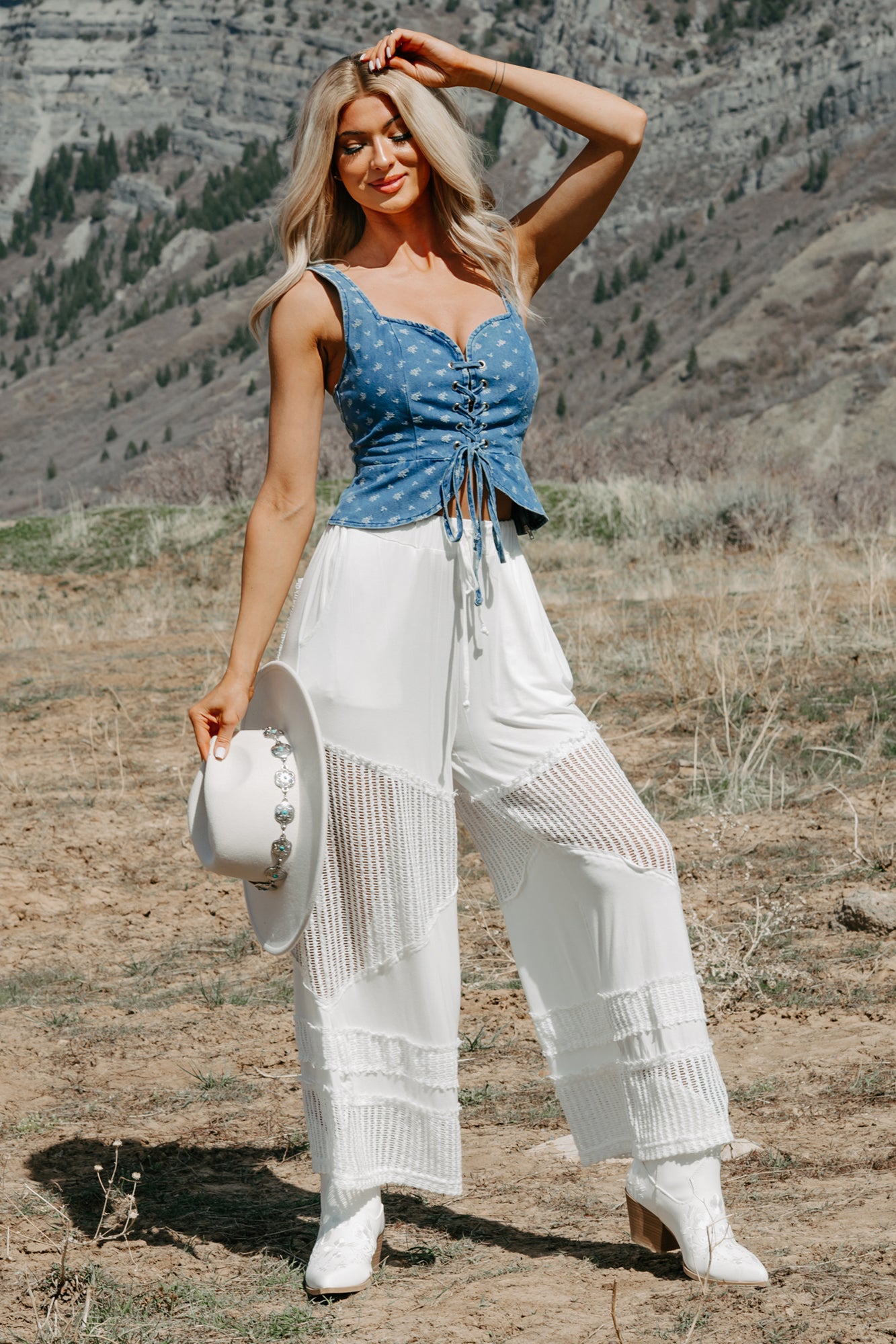 Barefoot Freedom POL Crochet Wide Leg Pants (White) · NanaMacs Barefoot Freedom POL Crochet Wide Leg Pants (White) · NanaMacs