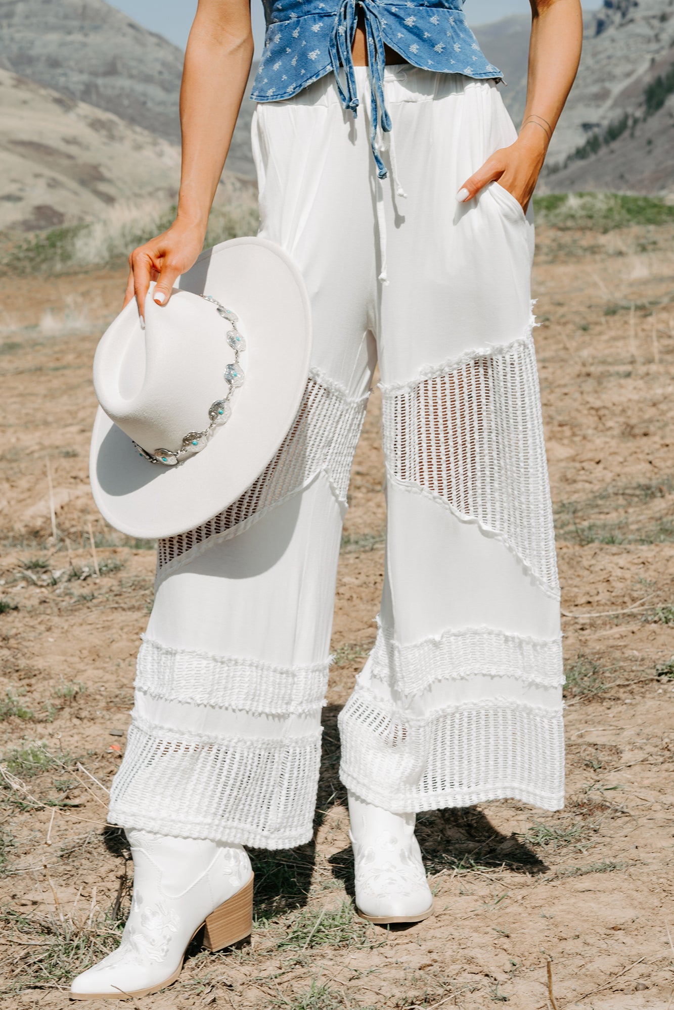 Barefoot Freedom POL Crochet Wide Leg Pants (White) · NanaMacs Barefoot Freedom POL Crochet Wide Leg Pants (White) · NanaMacs