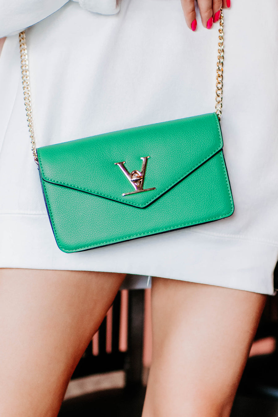 Truly Fabulous Faux Leather Crossbody Purse (Green/Gold) · NanaMacs