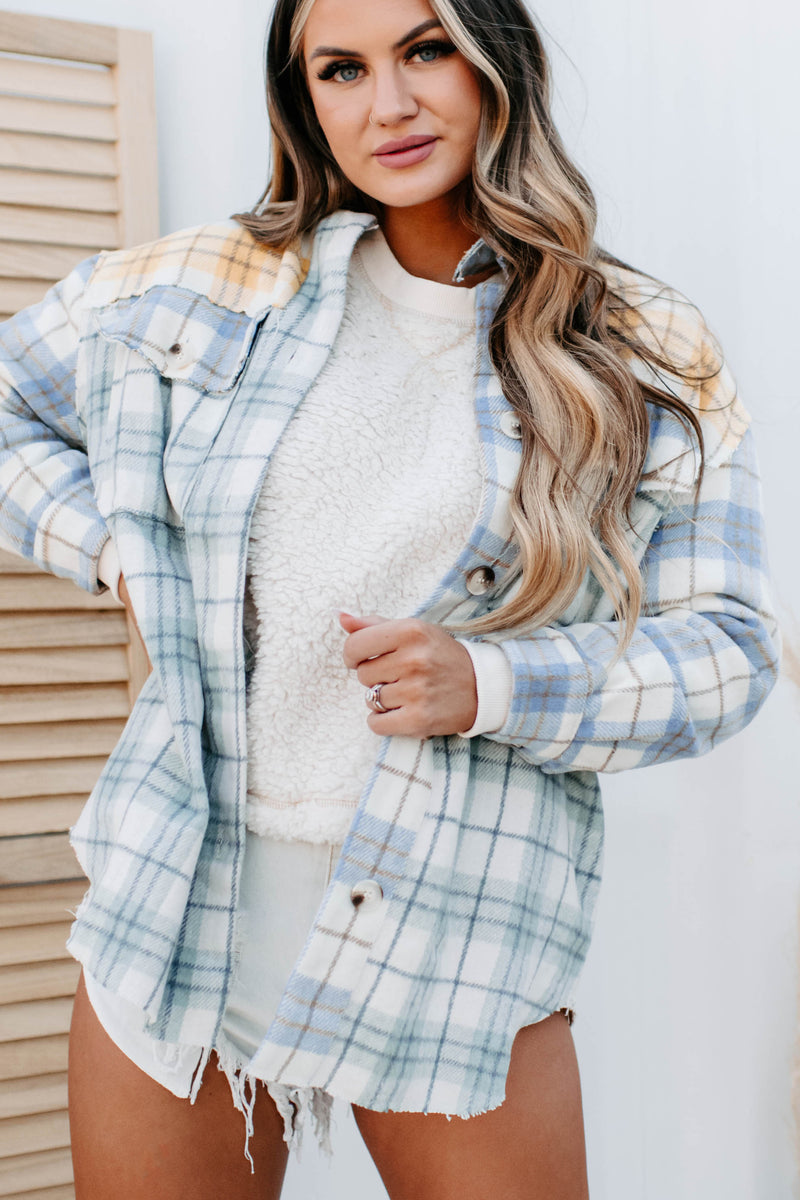 Long Drives Mixed Plaid Shacket (Sage Multi) · NanaMacs