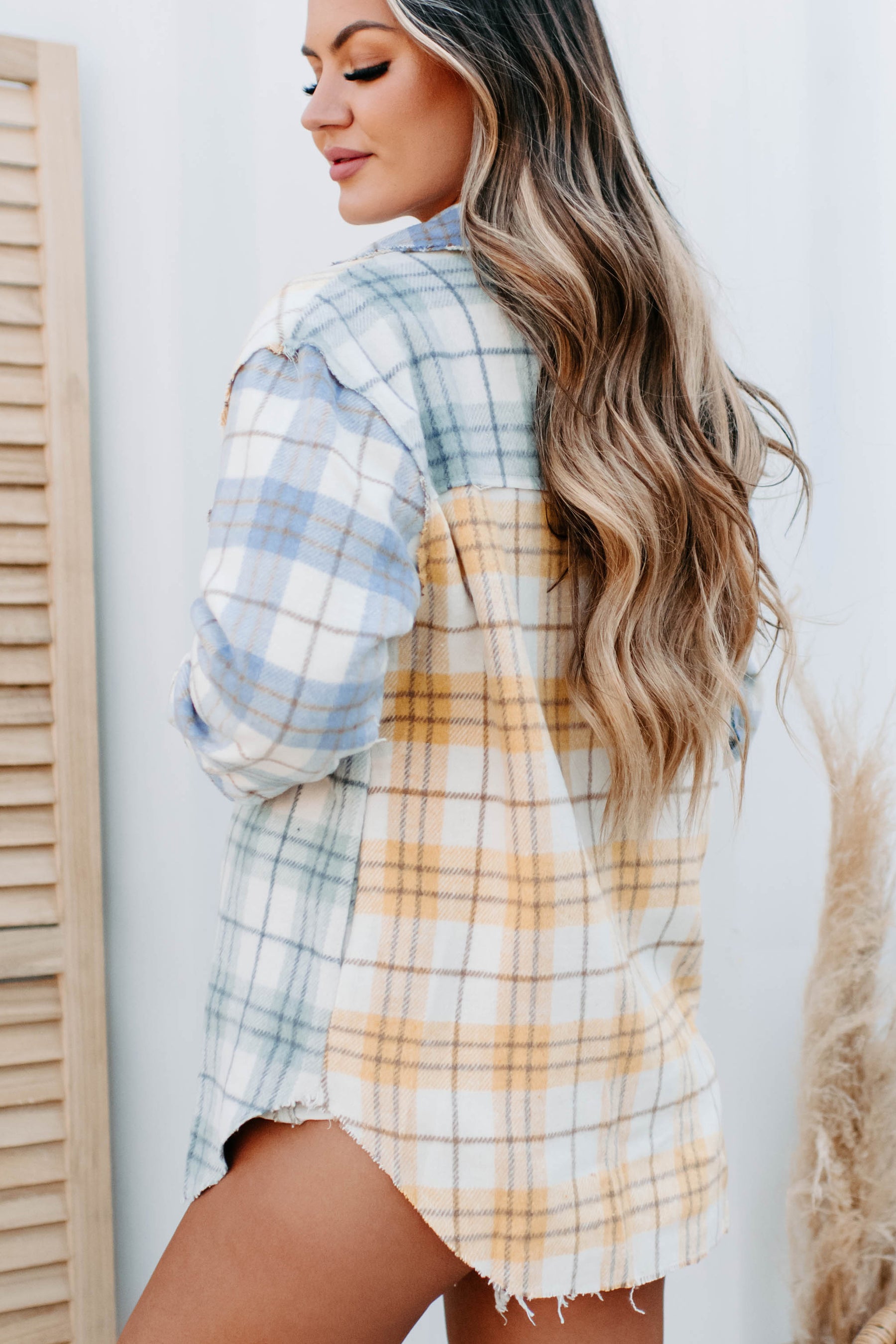 Long Drives Mixed Plaid Shacket (Sage Multi) · NanaMacs