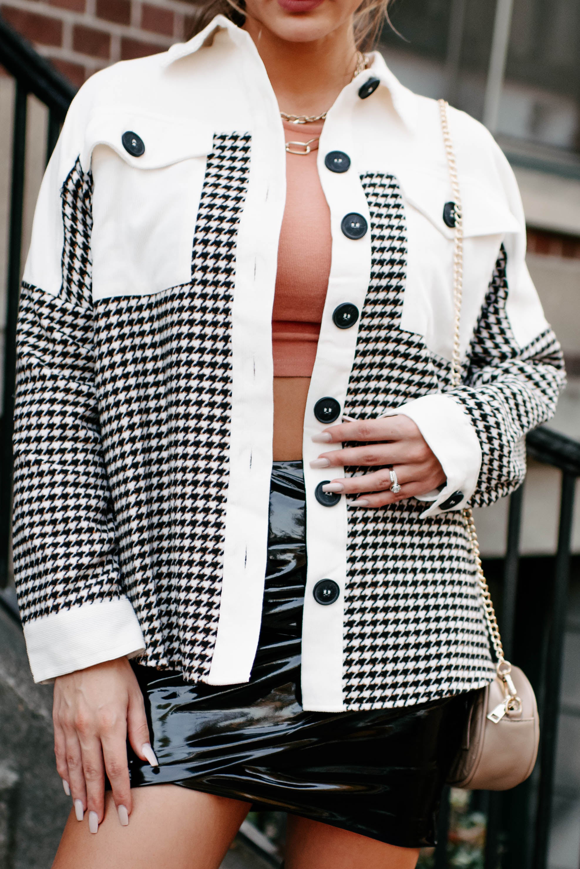 Say Anything Houndstooth Shacket (Cream Mix) – NanaMacs