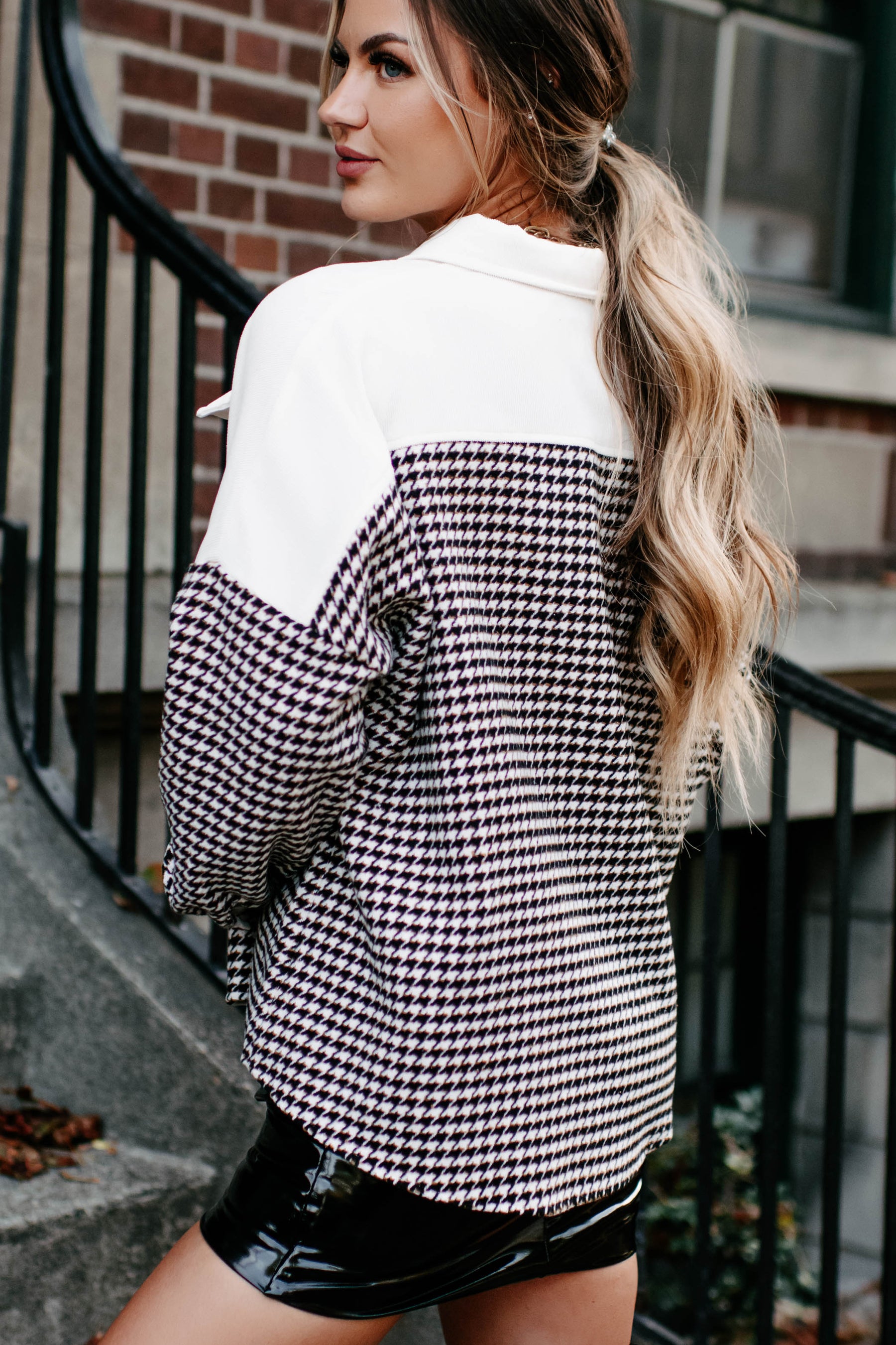 Say Anything Houndstooth Shacket (Cream Mix) · NanaMacs