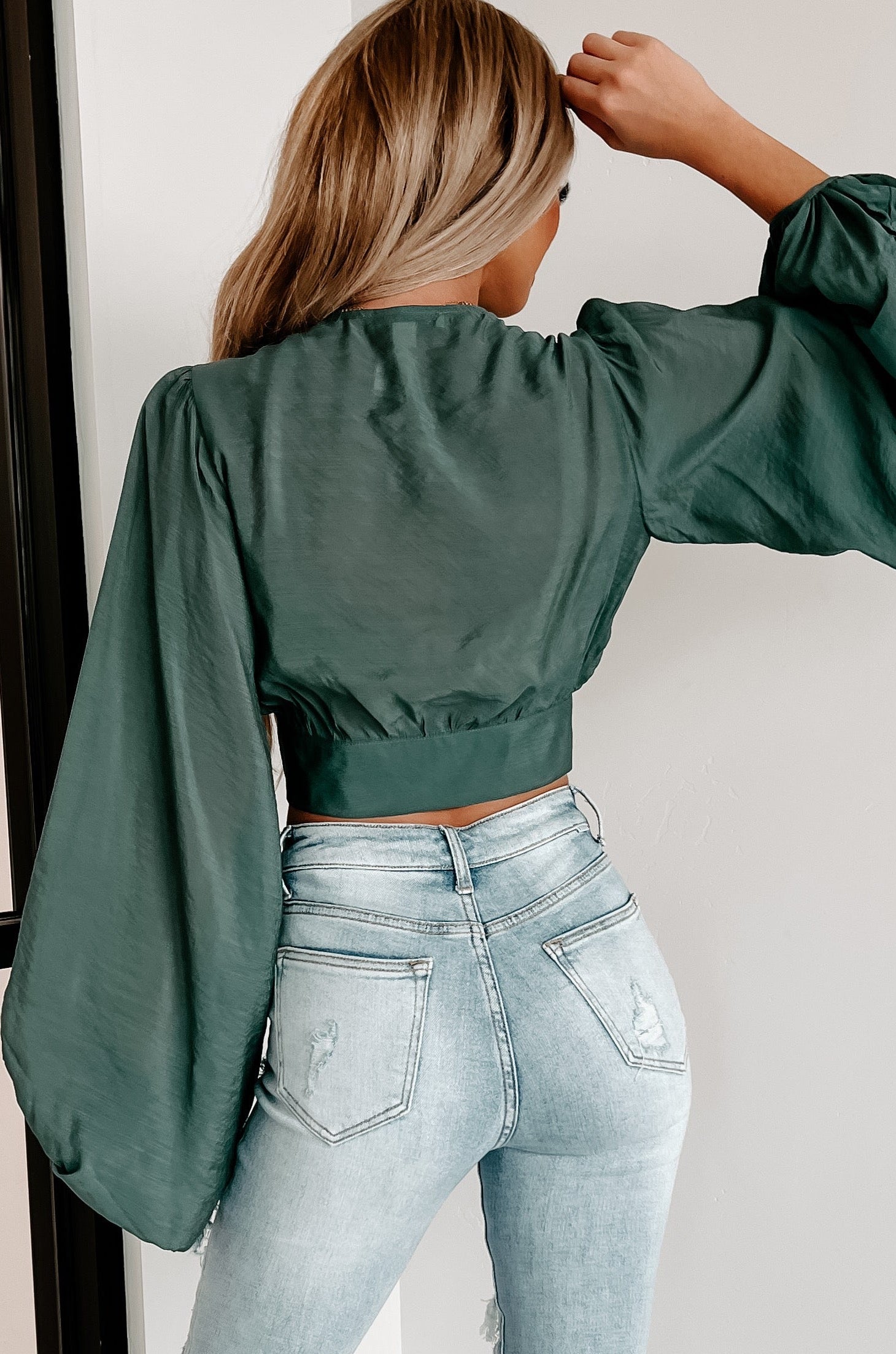 No Need To Impress Button-Front Crop Top (Dark Green) – NanaMacs