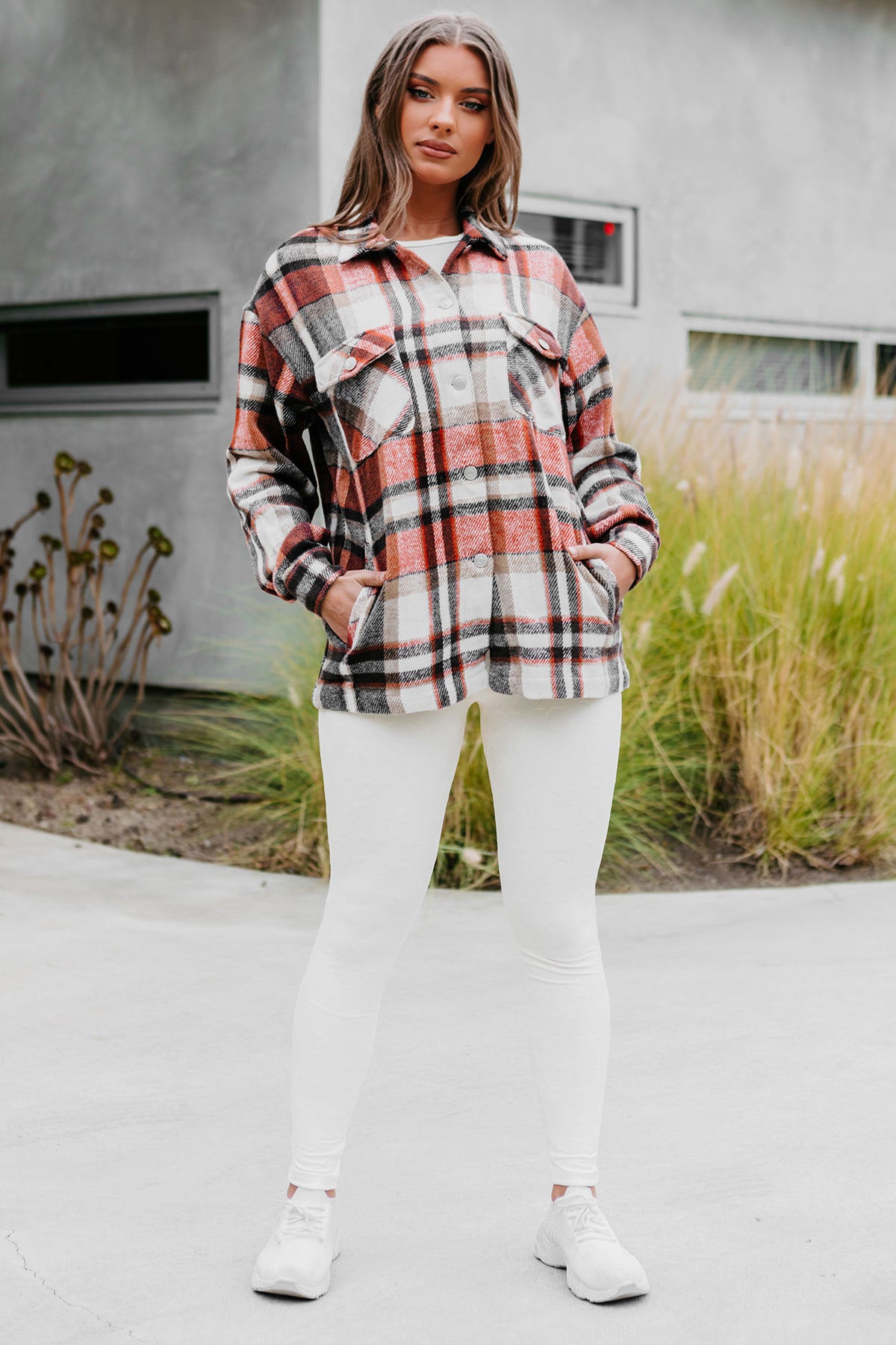 On My List Plaid Shacket (Rust) · NanaMacs