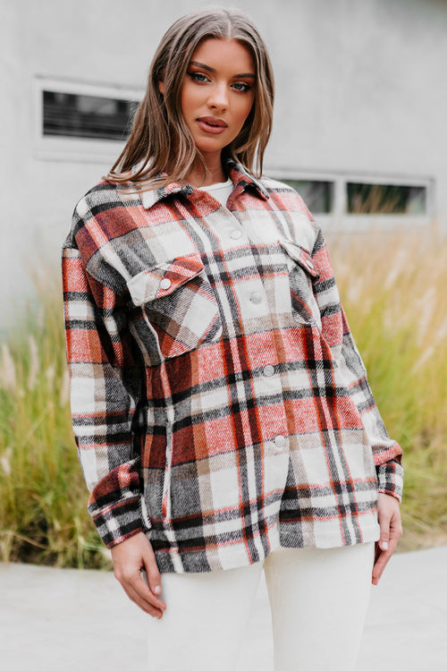 On My List Plaid Shacket (Rust) · NanaMacs