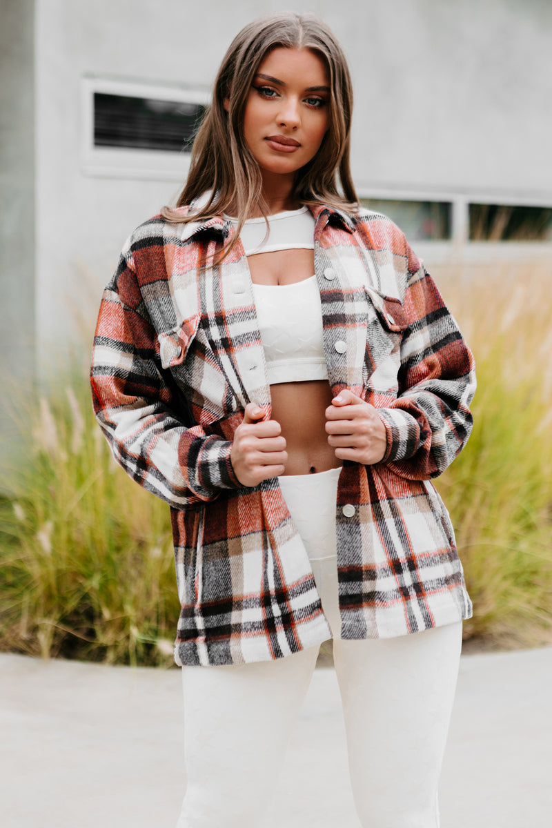 On My List Plaid Shacket (Rust) · NanaMacs